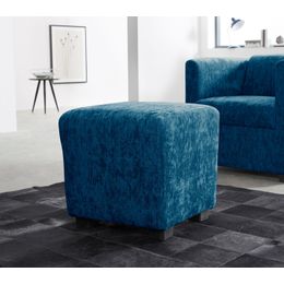 Hocker Home Affaire "Bob", blau (ocean), B:46cm H:43cm T:46cm, Luxus-Microfaser (92% Polyester, 8% Nylon);Struktur fein ( 100% Polyester);Struktur in Chenille-Optik (30% Polyester, 70% Polyacryl);Chenillestruktur (40% Polyester, 60% Polyacryl), Hocker, Polsterhocker