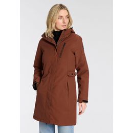 Parka Killtec, Damen, Gr. 46, cappucino, Obermaterial: 100% Polyester. Futter: 100% Polyester. Wattierung: 100% Polyester, hoch geschlossener Ausschnitt, mit verstellbarem Klettverschluss, Jacken Parka, w&auml;rmend & winddicht & wasserabweisend