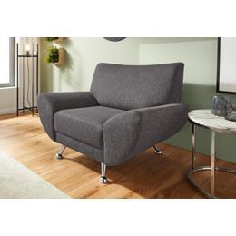 Sessel Home Affaire "Saltare elegant und komfortabel, toller Designfu&szlig;", grau (dunkelgrau meliert), B:112cm H:83cm T:82cm, Luxus-Microfaser ALCAZAR (100% Polyester);Feinstruktur (100% Polyester);Kunstleder SOFTLUX, Sessel, Sessel
