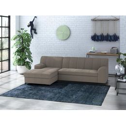 Ecksofa Home Affaire "Balme L-Form", grau (stone), B:239cm H:75cm T:152cm, 100% Polyester, Sofas, Ecksofa, Inkl. Zierkissen, wahlweise mit Bettfunktion