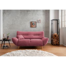 2-Sitzer Home Affaire "Drago", schwarz (brombeere), B:173cm H:81cm T:90cm, 100% Polyester, Sofas, frei im Raum stellbar, inkl. 1 Zierkissen