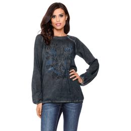 Schlupfbluse Heine, Damen, Gr. 34, grau (anthrazit), 100% Viskose, bedruckt, gemustert, Rundhals, Blusen Schlupfbluse