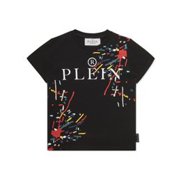 T-Shirt Philipp Plein "T-Shirt Rundhalsausschnitt Ss", Jungen, Gr. 14, 02, schwarz, Obermaterial: 100% Baumwolle, Shirts T-Shirt