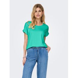 T-Shirt Only "ONLMOSTER &ndash; Kurzarmshirt mit Aufschlag und klassischem Look", Damen, Gr. L, ice gr&uuml;n, Jersey, Obermaterial: 75% Viskose, 20% Polyester, 5% Elasthan, unifarben, regular fit normal, Rundhals, mit Aufschlag, Shirts T-Shirt