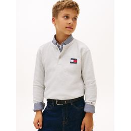 Langarmshirt Tommy Hilfiger, M&auml;dchen, Gr. 5 (110), mid grau heather, Single Jersey, Obermaterial: 60% Baumwolle, 40% Polyester, unifarben, regular fit h&uuml;ftlang, Rundhals, eingesetzt angesetztes B&uuml;ndchen, Shirts Langarmshirt