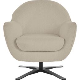 Drehsessel Home Affaire "Stavre, Loungesessel mit Drehfunktion", beige (sand), B:83cm H:85cm T:80cm, 95% Polyester 5% Polyacryl, Sessel, Drehsessel, in moderner Optik, mit elegantem Drehfu&szlig;
