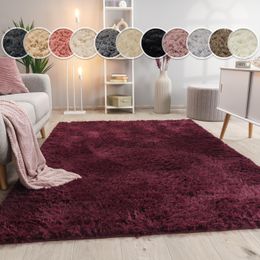 Hochflor-Teppich Paco Home "Silky 591", lila, B:140cm H:37mm L:200cm, Polyester, Teppiche, Uni-Farben, besonders weich und kuschelig