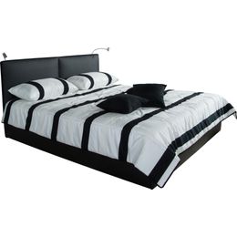 Bett, schwarz, B:210cm L:210cm, Bezug 100% Polyurethan pflegeleicht, Polsterung: Polsterwatte, Material Gestell: gepolsterter Holzwerkstoff, , Westfalia Schlafkomfort, Betten, Bett