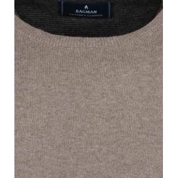 Rundhalspullover Ragman, Herren, Gr. 50, braun (camel), 95% Baumwolle 5% Cashmere, Rundhals, Pullover Rundhalspullover