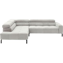 Ecksofa Home Affaire "Claya, L-Form, incl. Kopfteilverstellung, Breite 276 cm", silber, B:276cm H:71cm T:219cm, 95% Polyester, 5% Nylon, Sofas, Ecksofa, wahlweise elektrischer Sitzvorzug