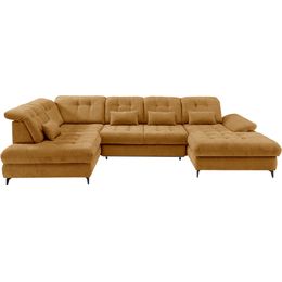Wohnlandschaft Home Affaire, B:358cm T:216cmgold, 100% Polyester, Sofas, "Delphino"