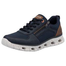 Sneaker RIEKER SPORT, Damen, Gr. 40, bunt (dunkelblau, braun), Lederimitat, Textil, Schuhe Sneaker, Schn&uuml;rschuh, Freizeitschuh, Halbschuh mit Rei&szlig;verschluss