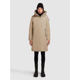 Wintermantel Khujo "NELLEN", Damen, Gr. L, beige, 100% Polyester, unifarben, loose fit, eingesetzt elastischer Bund, Mäntel Wintermantel