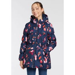 Steppjacke Killtec "KW 316 GRLS JCKT OT für Mädchen", Mädchen, Gr. 158 (164), blau (dunkelnavy), Steppware, Obermaterial: 100% Polyester, geblümt, hoch geschlossener Ausschnitt, mit innenliegendem Gummizug, Jacken Steppjacke, wärmend & wind- & wasserabweisend