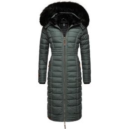 Wintermantel Navahoo "Umay", Damen, Gr. S (36), blau (dunkelblau), Oberstoff: 100% Polyester; Futter: 100% Polyester; Wattierung: 100% Polyester; &Auml;rmelfutter: 100% Polyester; Kunstpelz: 90% Polyacryl, 10% Polyester, tailliert ca. Mitte Knie, &Auml;rmel ohne &Auml;rmelschlitz normaler Saum, M&auml;ntel Wintermantel, langer Damen Winter Steppmantel mit Kunstfellkapuze