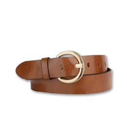 Bernd Götz Ledergürtel BERND GÖTZ "Ledergürtel mit runder goldener Ring-Schließe", Damen, Gr. 100, cognac, Rindsleder, Gürtel Ledergürtel