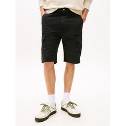 Cargoshorts Tommy Jeans "TJM OTIS CARGO REG SHORTS", Herren, Gr. 30, N-Gr, schwarz, Web, Obermaterial: 100% Baumwolle, unifarben, regular fit kurz, Hosen, Mit Gürtelschlaufen