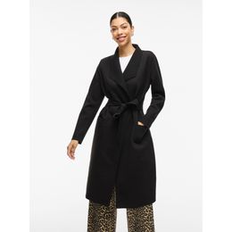 Kurzmantel Vila "VIJUICE COAT - NOOS", Damen, Gr. M, schwarz, Web, Obermaterial: 80% Polyester, 10% Polyamid, 10% Viskose, unifarben, regular fit knielang, V-Ausschnitt, M&auml;ntel Kurzmantel