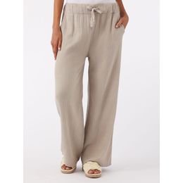 Stoffhose Zwillingsherz ""Musselin"", Damen, Gr. L/XL, N-Gr, beige, Web, Obermaterial: 100% Baumwolle, unifarben, weit lang, Hosen Stoffhose