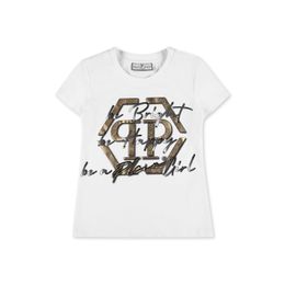 T-Shirt Philipp Plein "T-Shirt Rundhalsausschnitt Ss", Jungen, Gr. 12, 01, weiß, Obermaterial: 95% Baumwolle, 5% Elasthan, Shirts T-Shirt