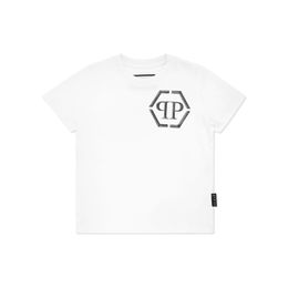 T-Shirt Philipp Plein "Hexagon", Jungen, Gr. 12, 01, wei&szlig;, Obermaterial: 100% Baumwolle, Shirts T-Shirt