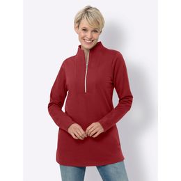 Longsweatshirt Classic Basics, Damen, Gr. 42, rot (kirsche), 100% Baumwolle, unifarben, Sweatshirts