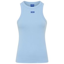 Tanktop HUGO BLUE "Easy Tank", Damen, Gr. L (40), open blau 477, Feinripp, Obermaterial: 96% Baumwolle, 4% Elasthan, unifarben, slim fit normal, Rundhals, Tops Tanktop