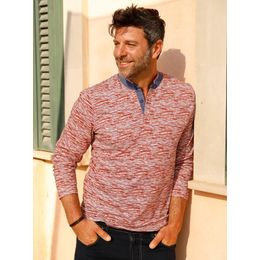 Langarmshirt Marco Donati "Langarm-Shirt", Damen, Gr. 48/50, rostrot, gemustert, 100% Baumwolle, meliert, ohne Ausschnitt, Shirts Langarmshirt