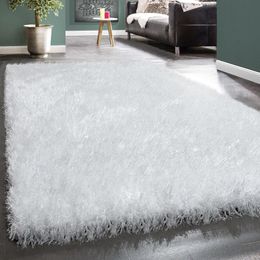 Hochflor-Teppich Paco Home "Glamour 300" Gr. 2, wei&szlig;, B:80cm H:70mm L:150cm, Polyester, Teppiche, Uni Farben, mit weichem Glanz Garn, auch als L&auml;ufer erh&auml;ltlich