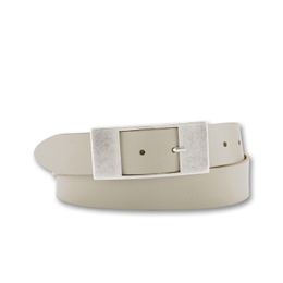Bernd G&ouml;tz Lederg&uuml;rtel BERND G&Ouml;TZ "Lederg&uuml;rtel mit mattsilberner Rechteckschlie&szlig;e", Damen, Gr. 100, creme, Rindsleder, G&uuml;rtel Lederg&uuml;rtel