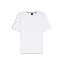 T-Shirt BOSS "Mix&Match T-Shirt R", Herren, Gr. S, wei&szlig; 100, Single Jersey, Obermaterial: 95% Baumwolle, 5% Elasthan, Basic, Rundhals, eingesetzt eingefasste Kante, Shirts T-Shirt