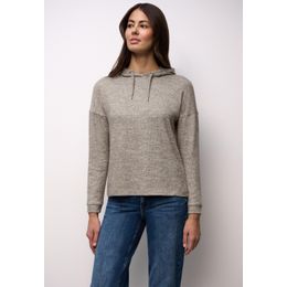 Langarmshirt Street One, Damen, Gr. 34, light terra mocha meliert, Stoff, 51% Polyester, 45% Viskose, 4% Elasthan, unifarben, comfort fit normal, ohne Ausschnitt, elastischer Bund, Shirts Langarmshirt