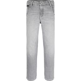 5-Pocket-Jeans Calvin Klein Jeans "BARREL SALT&PEPPER GREY", Mädchen, Gr. 6 (116), N-Gr, grau (salt pepper grau), Denim/Jeans, Obermaterial: 100% Baumwolle, unifarben, regular fit lang, Jeans 5-Pocket-Jeans, für Kinder bis 16 Jahre