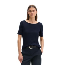 Marc O'Polo T-Shirt MARC O'POLO "mit U-Boot-Ausschnitt", Damen, Gr. L, blau (maniac midnight), Obermaterial: 100% Baumwolle, unifarben, regular fit, U-Boot-Ausschnitt, Shirts T-Shirt