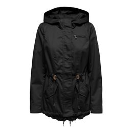 Parka Only "ONLLORCA LIFE CANVAS PARKA CC OTW", Damen, Gr. L, schwarz, Web, Obermaterial: 80% Polyester, 20% Baumwolle, unifarben, regular fit hüftlang, Jacken Parka