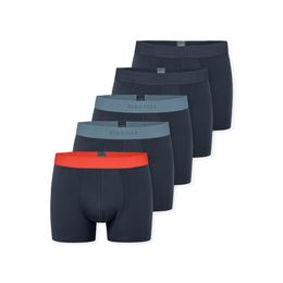 Boxershorts Schiesser "95/5 Multipacks", Herren, Gr. 6, bunt (901, graublau, rot, dunkelblau), Single Jersey, Obermaterial: 95% Baumwolle, 5% Elasthan, unifarben mit Farbeinsatz, k&ouml;rpernah, Unterhosen, ohne Eingriff, angenehm weich, Topseller