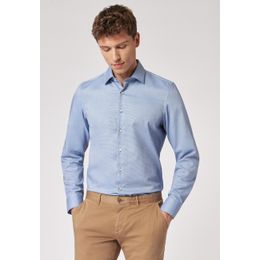 Businesshemd Roy Robson "Businesshemd im Slim Fit mit leichter Struktur", Herren, Gr. 45, Normalgr&ouml;&szlig;en, blau, 100% Baumwolle, unifarben, slim fit, hoch geschlossener Ausschnitt, normaler Saum, Hemden