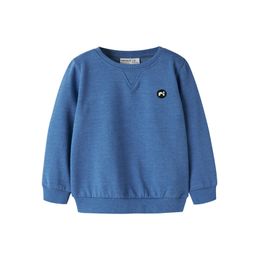Sweatshirt name it "NMMVIMO LS SWEAT BRU NOOS", Jungen, Gr. 92, delft, angeraute Sweatware, Obermaterial: 60% Baumwolle, 40% Polyester, meliert, unifarben, regular fit hüftlang, Rundhals, Rippbündchen, Sweatshirts Sweatshirt