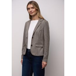 Kurzblazer Street One, Damen, Gr. 44, rustic braun, Web, 72% Polyester, 28% Baumwolle, gemustert, normal normal, V-Ausschnitt, abgesteppt, Blazer Kurzblazer