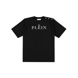 T-Shirt Philipp Plein "T-Shirt Rundhalsausschnitt Ss", Jungen, Gr. 14, 02, schwarz, Obermaterial: 100% Baumwolle, Shirts T-Shirt
