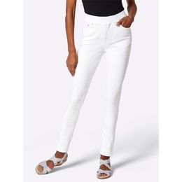 Schlupfjeans CREATION L PREMIUM, Damen, Gr. 40, Normalgr&ouml;&szlig;en, wei&szlig;, 56% Baumwolle, 19% Polyester, 14% Lyocell, 10% Viskose, 1% Elasthan, unifarben, lang, Jeans Schlupfjeans
