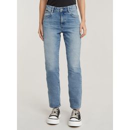 G-Star Raw 5-Pocket-Jeans G-STAR "Viktoria High Straight Jeans", Damen, Gr. 31, L&auml;nge 30, vintage olympic blau, Obermaterial: 74% Baumwolle, 25% Baumwolle, 1% Elasthan, Jeans 5-Pocket-Jeans