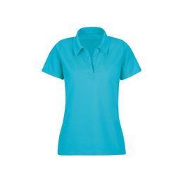 Poloshirt TRIGEMA "TRIGEMA Poloshirt ohne Knopfleiste", Damen, Gr. L, blau (azur), 100% Baumwolle, Basic, Shirts
