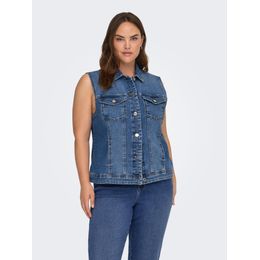 Jeansweste Only CARMAKOMA "CARWESPA WEST DNM PIM619 NOOS", Damen, Gr. 48, medium blau denim, Denim/Jeans, Obermaterial: 79% Baumwolle, 20% Polyester, 1% Elasthan, unifarben, regular fit normal, Westen