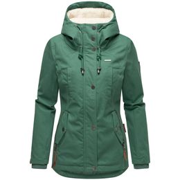 Winterjacke Marikoo "Bikoo", Damen, Gr. S (36), grau (graugrün), Oberstoff: 100% Baumwolle; Futter: 100% Polyester; Wattierung: 100% Polyester; Ärmelfutter: 100% Polyester, figurumspielend hüftbedeckend, hoch geschlossener Ausschnitt, Ärmel ohne Ärmelschlitz Rippstrickbündchen, Jacken Winterjacke, sportliche Damen Outdoor Baumwolljacke mit Kapuze, Topseller