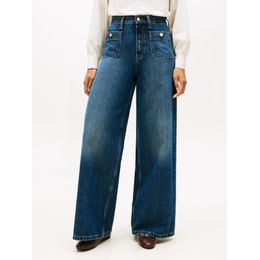 High-waist-Jeans Tommy Hilfiger "DNM MINE 70'S WIDE LEG HW", Damen, Gr. 34, L&auml;nge 32, mine, Denim/Jeans, Obermaterial: 100% Baumwolle, Abriebeffekte, l&auml;ssig geschnitten, Jeans High-Waist-Jeans