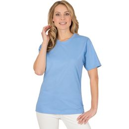 T-Shirt TRIGEMA "TRIGEMA T-Shirt aus 100% Baumwolle", Damen, Gr. L, blau (horizont), 100% Baumwolle, Basic, Shirts T-Shirt