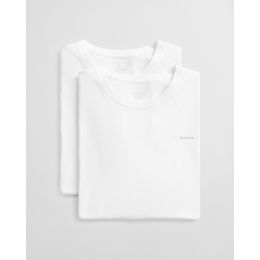 Kurzarmshirt Gant "C-NECK T-SHIRT 2-PACK", Herren, Gr. XXL, wei&szlig;, Web, Obermaterial: 100% Baumwolle, regular fit normal, Rundhals, eingesetzt abgesteppte Kante, Shirts, Mit Rundhalsausschnitt