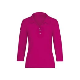 Poloshirt TRIGEMA "TRIGEMA Poloshirt mit Kristallsteinen", Damen, Gr. L, pink (magenta), 95% Baumwolle, 5% Elasthan, Shirts