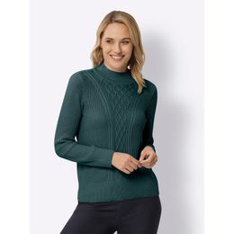 Rollkragenpullover Classic Basics "Stehkragen-Pullover", Damen, Gr. 38, blau (petrol), 100% Polyacryl, unifarben, Pullover Rollkragenpullover